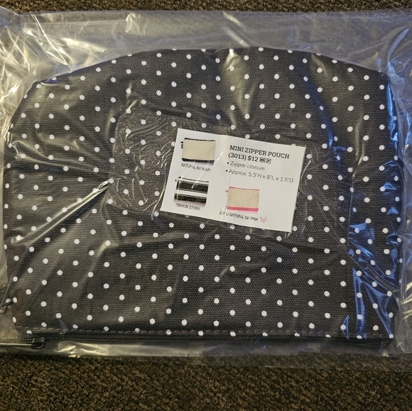 thirty-one | Bags | Thirty One Mini Zipper Pouch Brown White Polka Dot ...